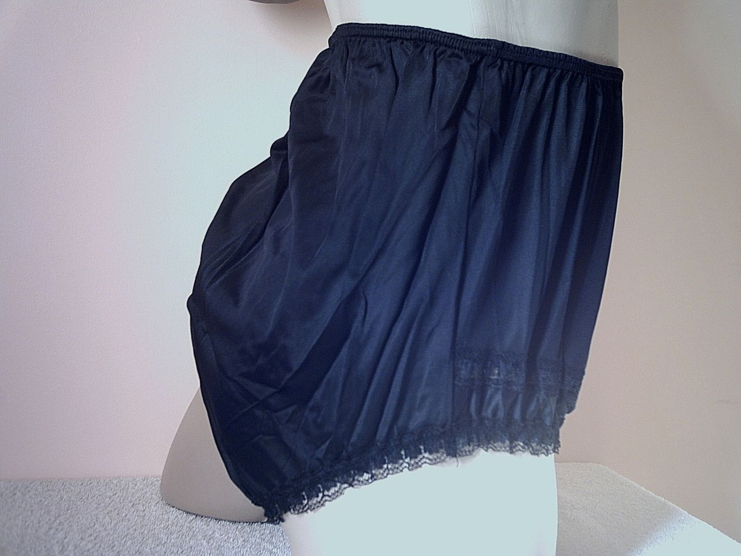 Sissy Black Frilly Vintage Full Cut Nylon Panties Photo By Drvildo