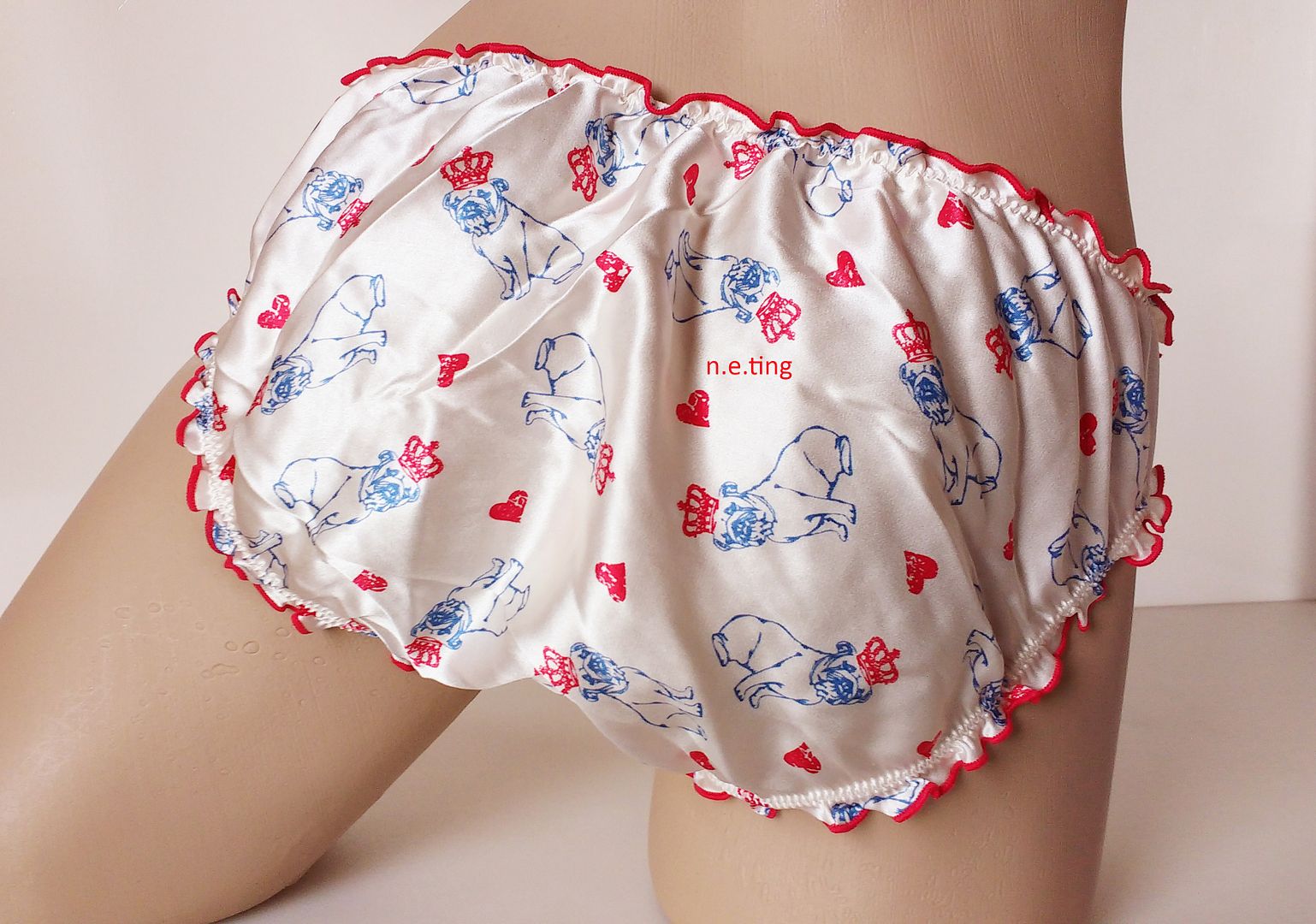 Cute 100 Silk Ivory Satin Ruffled Panties Frilly Classic Bikini
