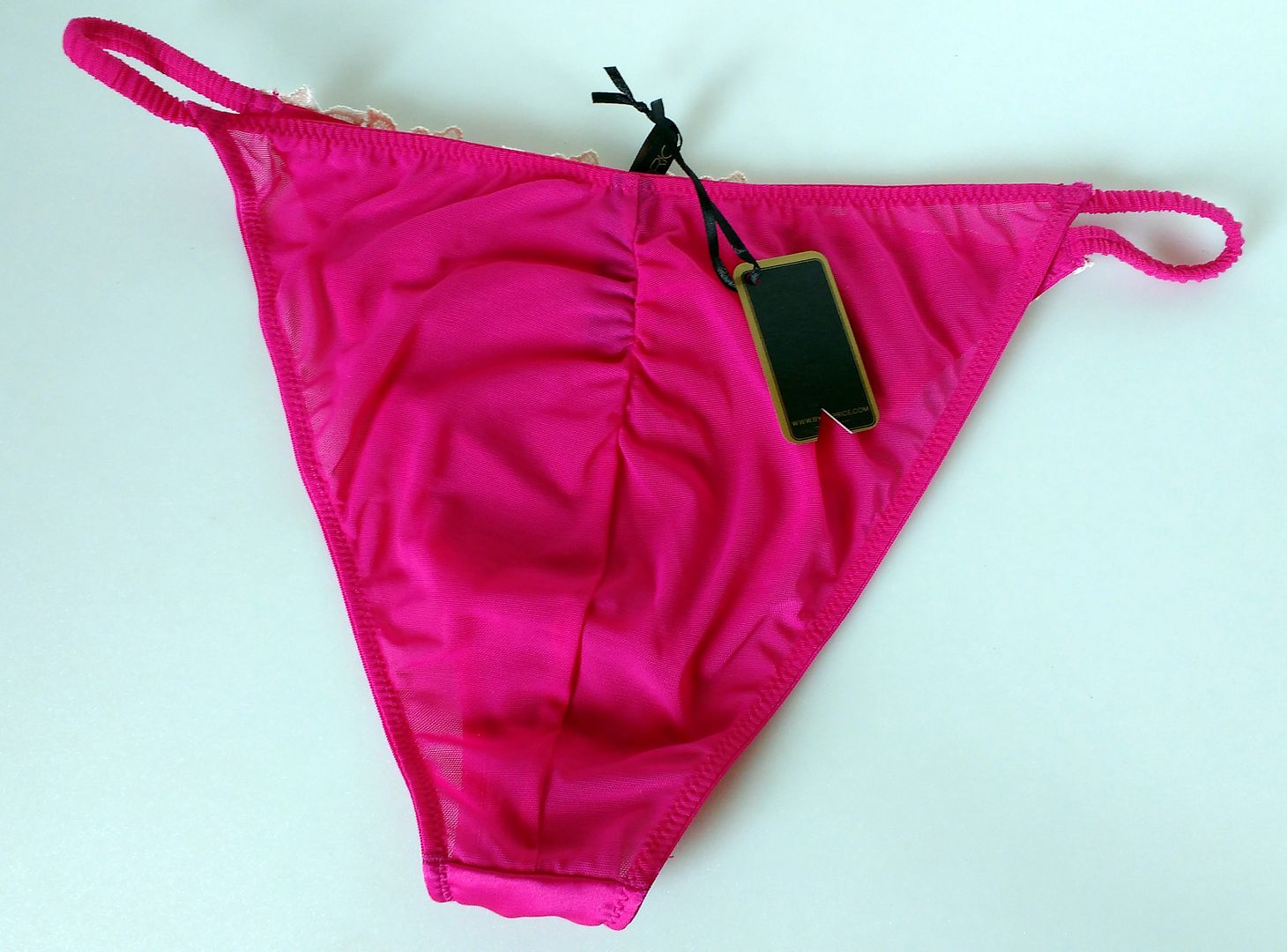 Sexy Raspberry Ivory Stretch Satin String Bikini Panties Tanga Knickers