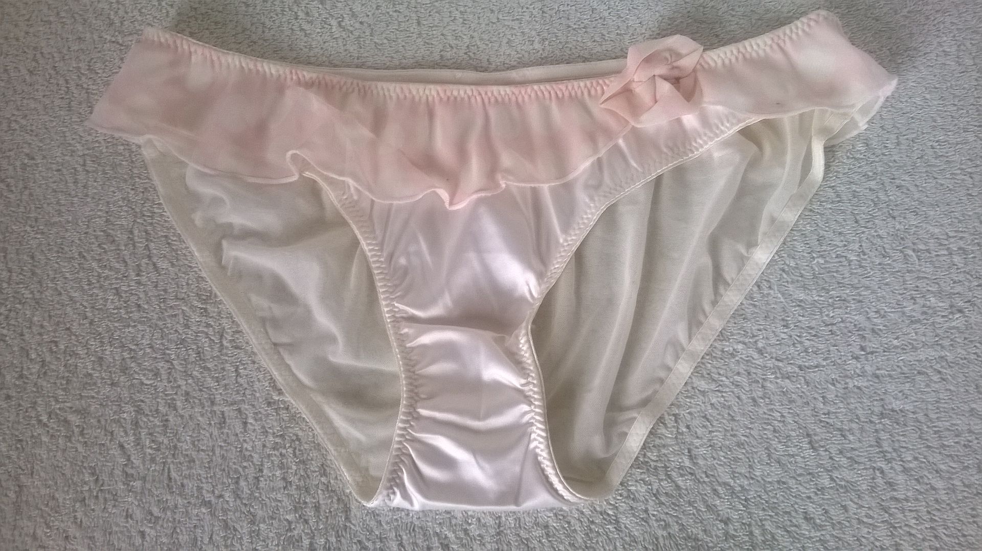 Gorgeous Ivory Silky Satin n Sheer Pink Tutu Panties Frilly Knickers L ...